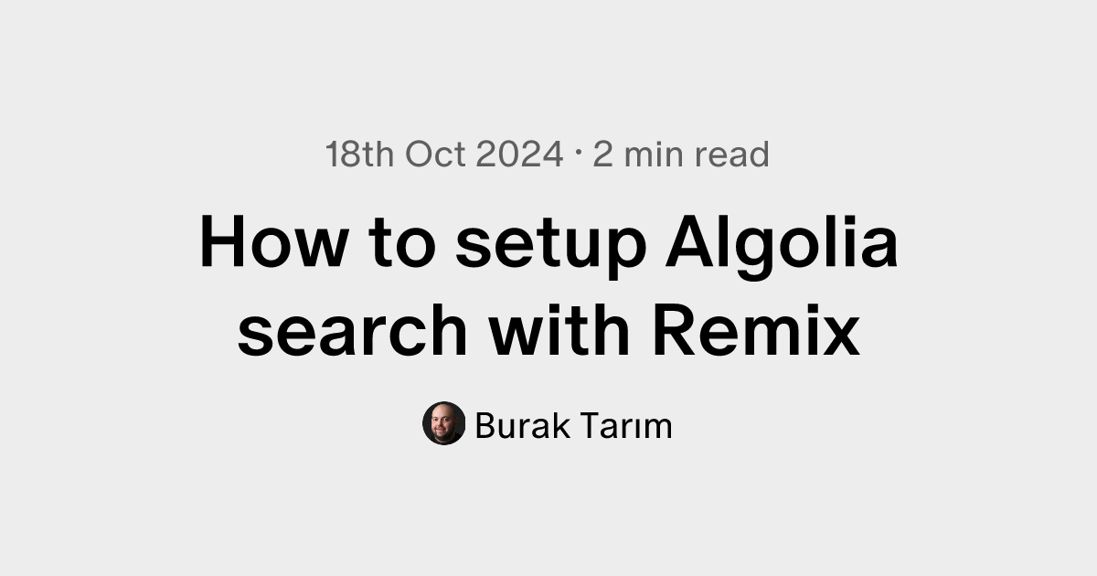 How to setup Algolia search with Remix · Tutorial